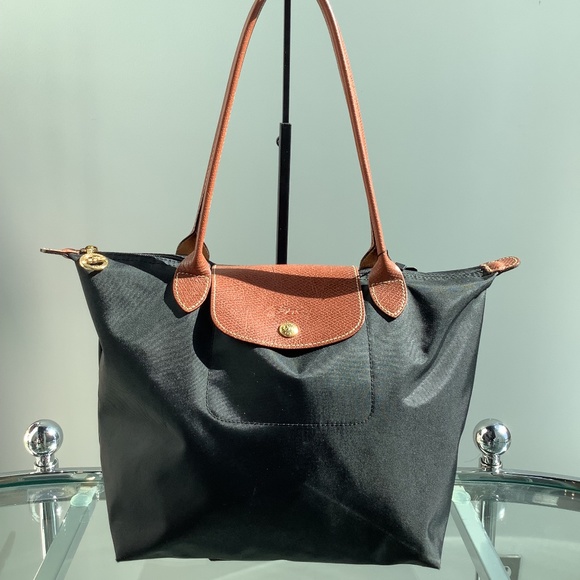 Longchamp | Bags | Long Champs Paris Black And Tan Leather Shoulder Bag ...